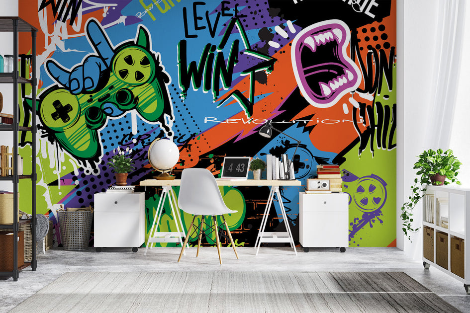 Level up wall mural | Gamer Wallpaper | Mural Wonder – Mural Wonder