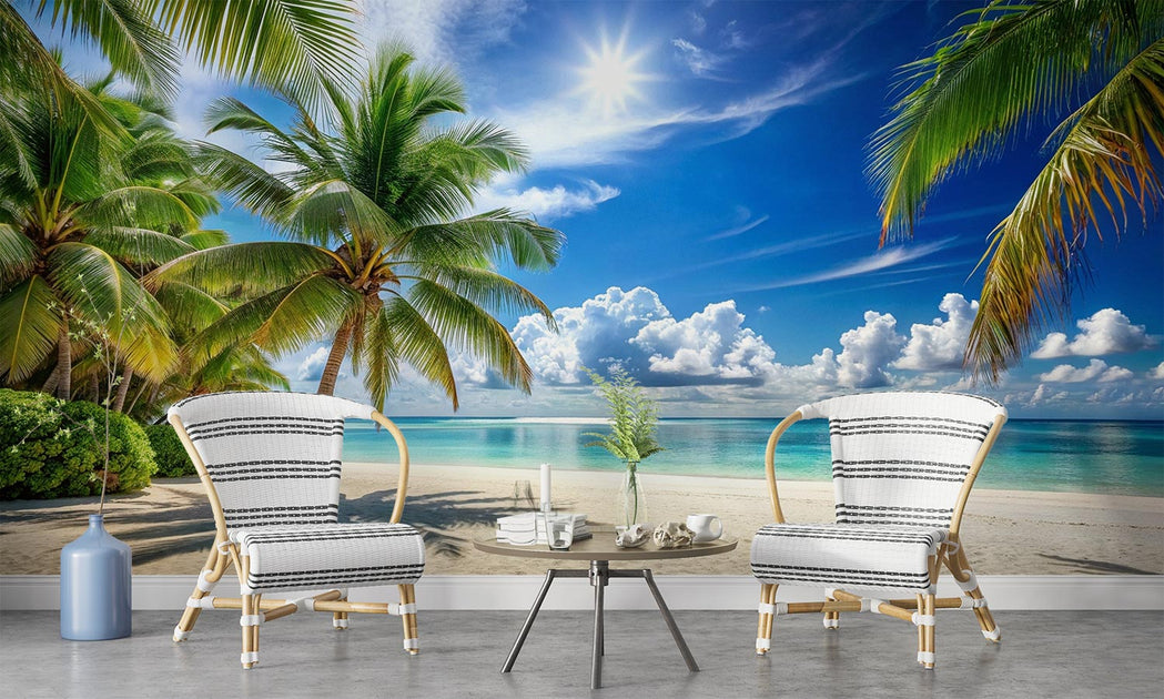 Tropical beach wall mural | Beach wallpaper | Mural Wonder – Mural Wonder