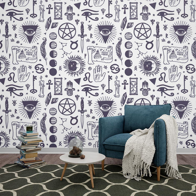 Esoteric And Astrology Symbols Mural Wallpaper – Mural Wonder