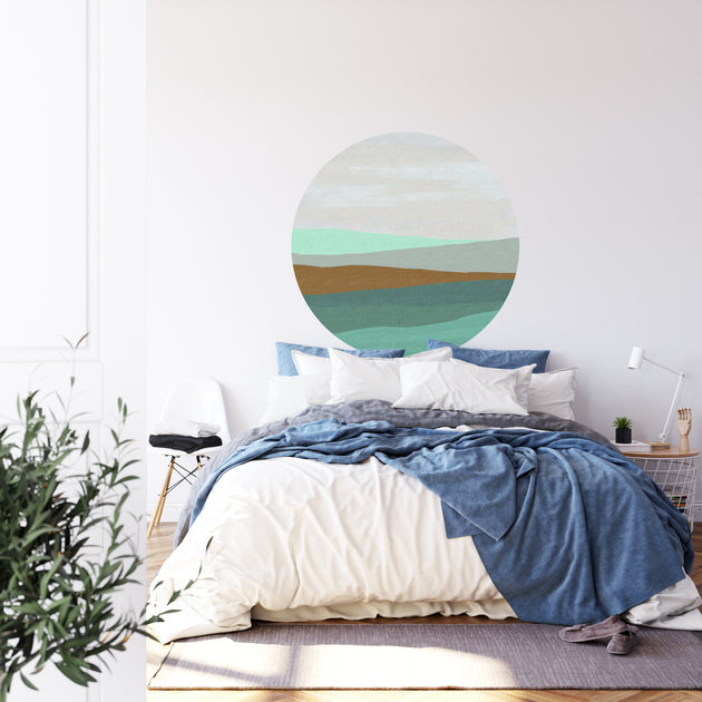 Circular wall mural Coastal Layers – Mural Wonder